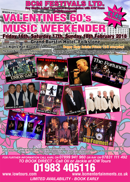 Valentines 60's Music weekend Fri 16th Feb 2018 to Sun 18th Feb 2018 ...